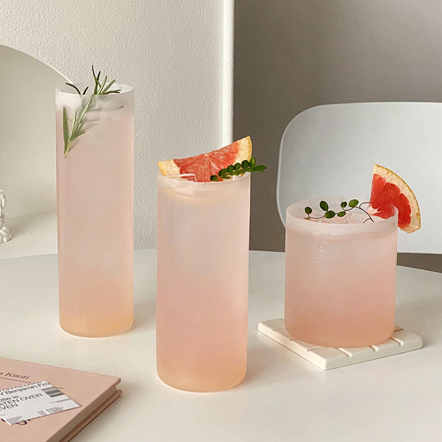 Frosted straight glass cup for home use, simple and light, straight ...