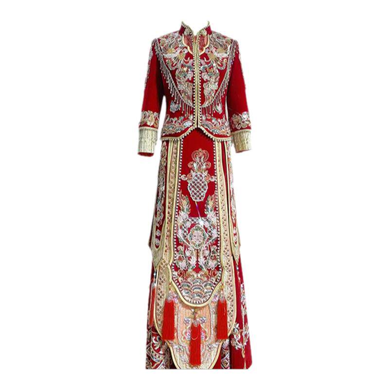 Xiuhe clothing 2024 nové sametové svatební šaty dragon a phoenix