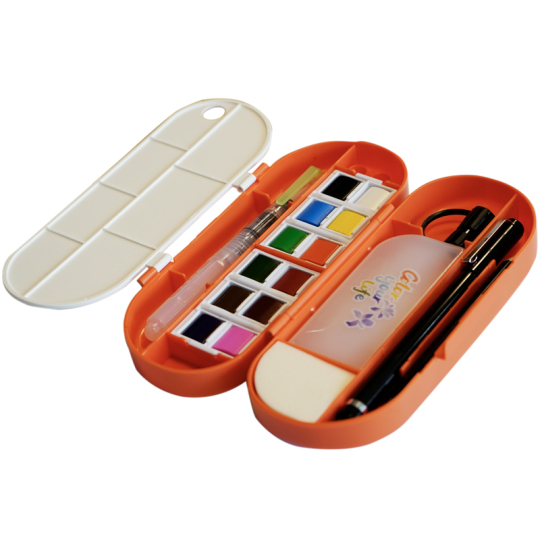 Soleil 12-Color Solid Watercolor Paint Set - Portable Art Kit