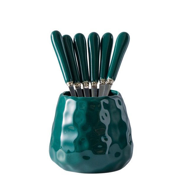 Light luxury European stainless steel fruit fork set with fruit bowl ...