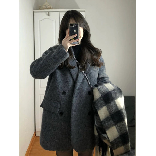 Gray hair outer set female 2024 autumn and winter new style thickened ...