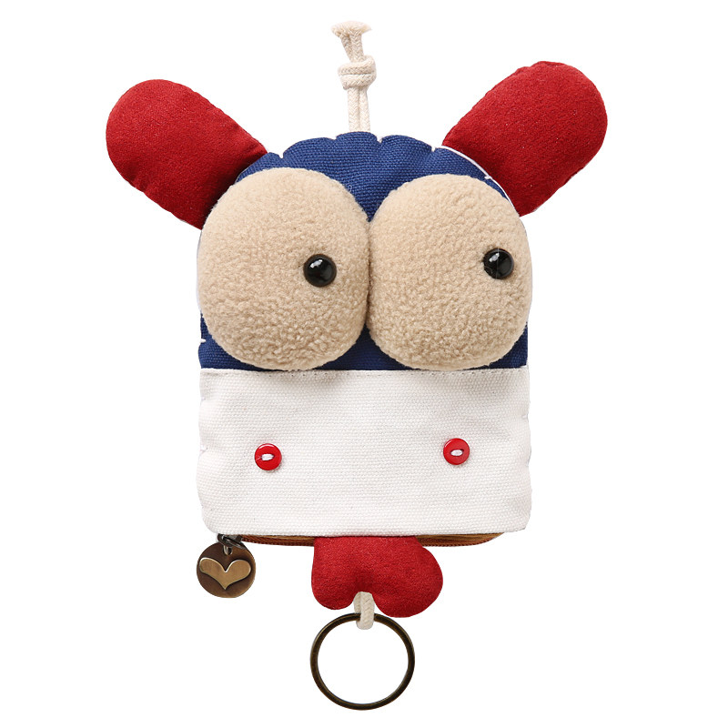 Three Color Patch Momo Canvas Coin Wallet - Cute Animal Design