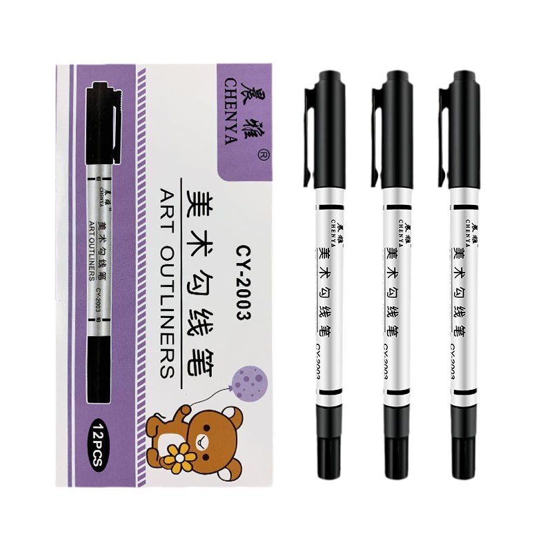 Chenya 2003 Double-Headed Oily Art Pen - Black