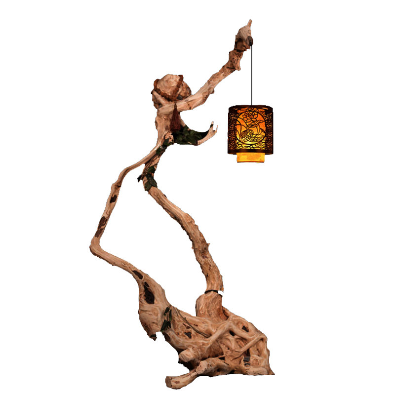 Lámpara de Pie Mingmutang con Raíz de Árbol - Lámpara de Mesa de Madera ...