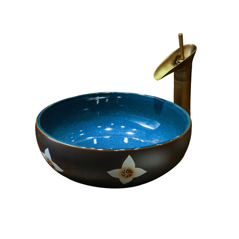 35cm Ceramic Counter Basin - Small Art Wash Basin for Bathroom