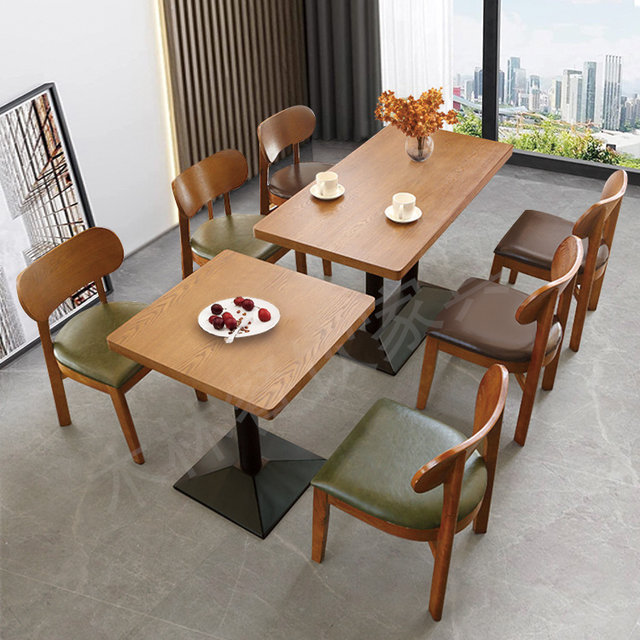 Solid wood cafe milk tea shop table and chair dessert book bar Burger ...
