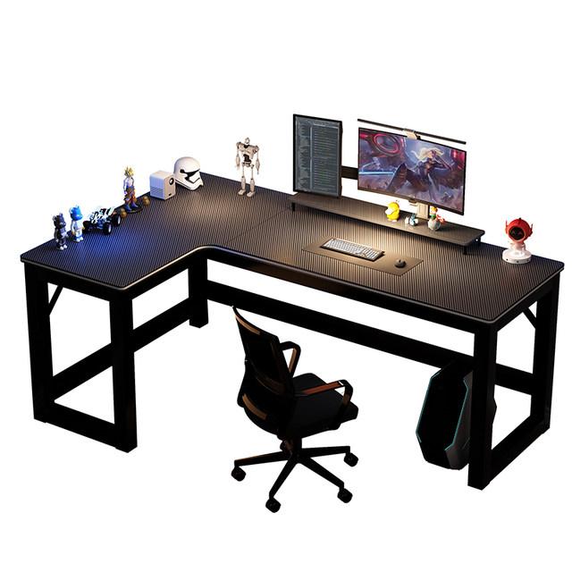 Corner gaming table computer table desktop home double desk bookshelf ...