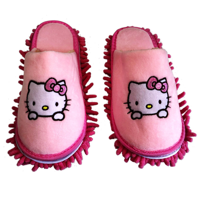 Cartoon Parent-Child Slippers - Thick Sole, Removable Mop Design