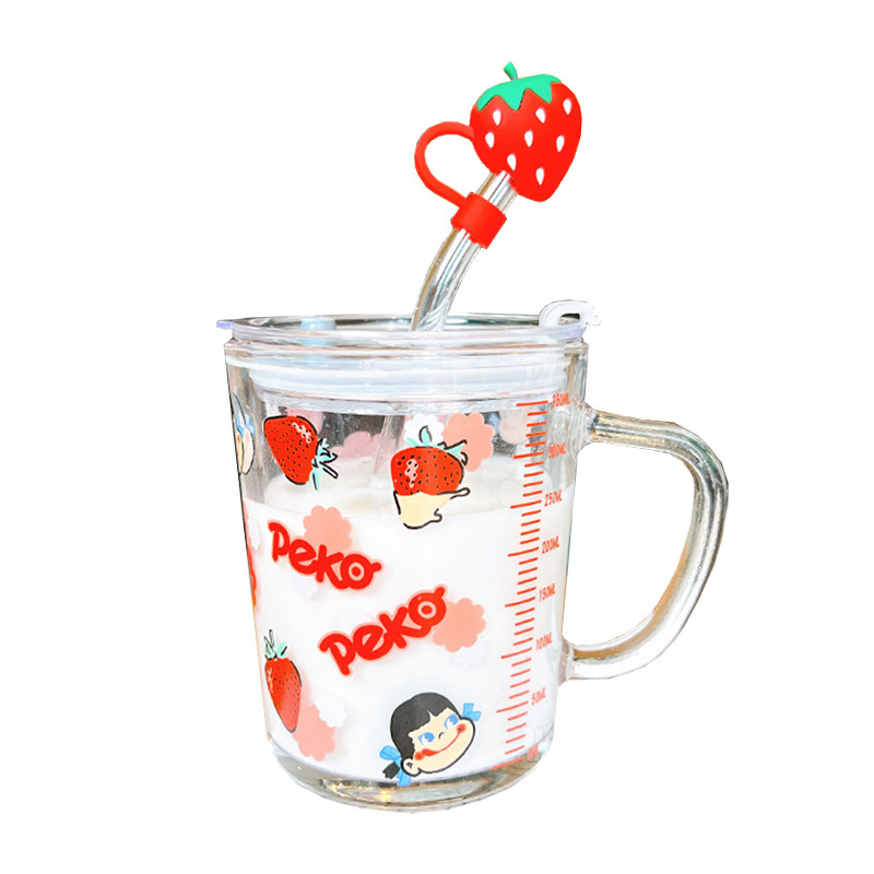 Strawberry Cup for Girls Glass Straw Water Cup for Friends Birthday ...