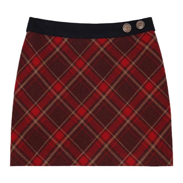 Retro red checkered skirt Female spring and autumn new niche design ...
