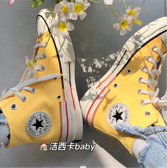 Authentic converse 1970s three star deconstructed pink and yellow high ...