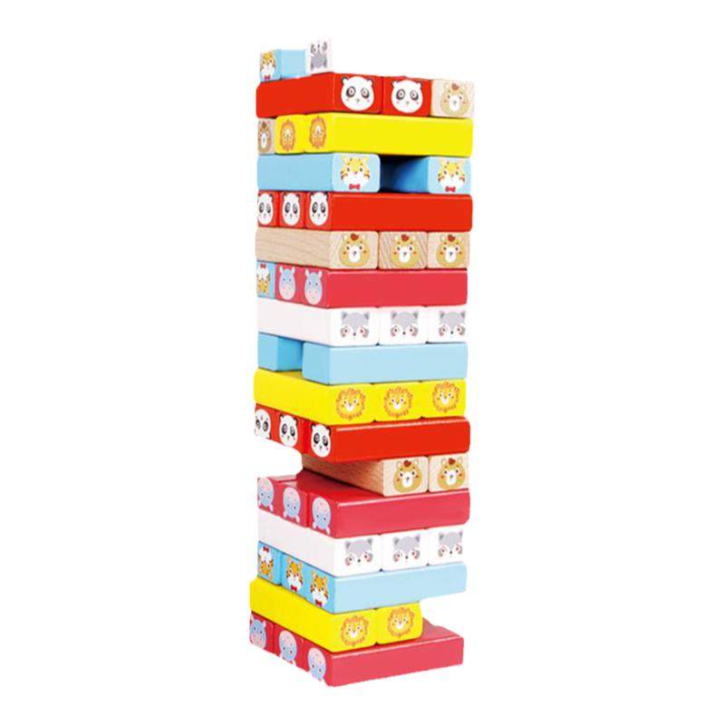 Wooden Children's Educational Toys Animals Jenga Tower Parent-Child ...