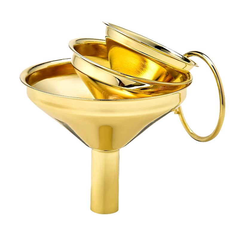 Onlycook Golden Stainless Steel Funnel for Household Use