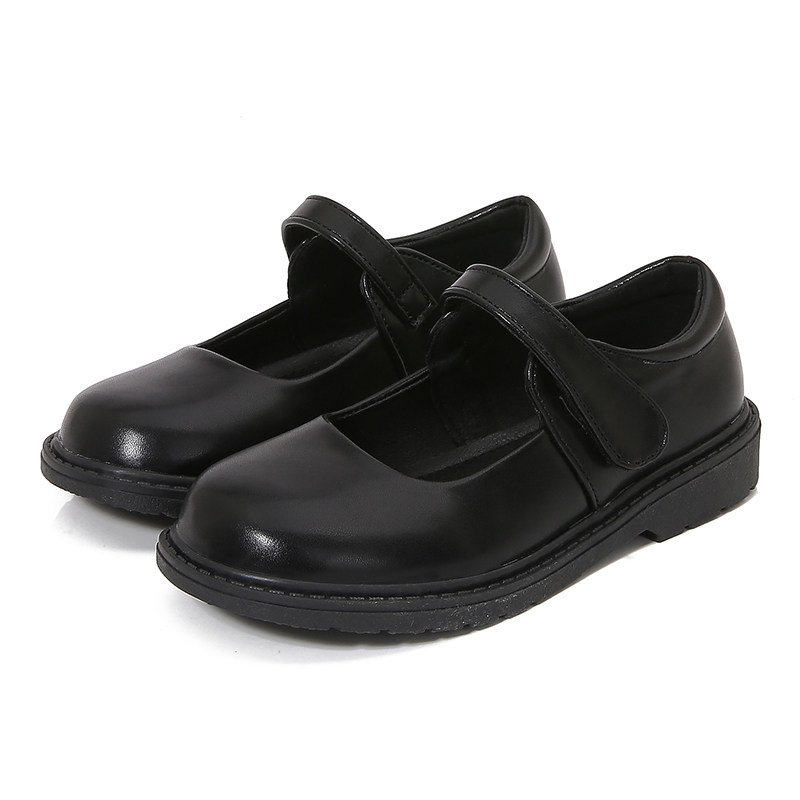 Taowei'er Girls Leather Shoes - Black British Style School Shoes