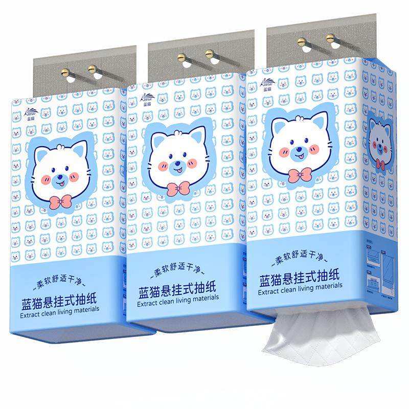 Blue Cat Hanging Facial Tissues - 10-Pack - Soft & Absorbent