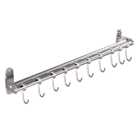 Stainless Steel No-Punch Kitchen Hanging Rod Wall-Mounted Storage Hanger
