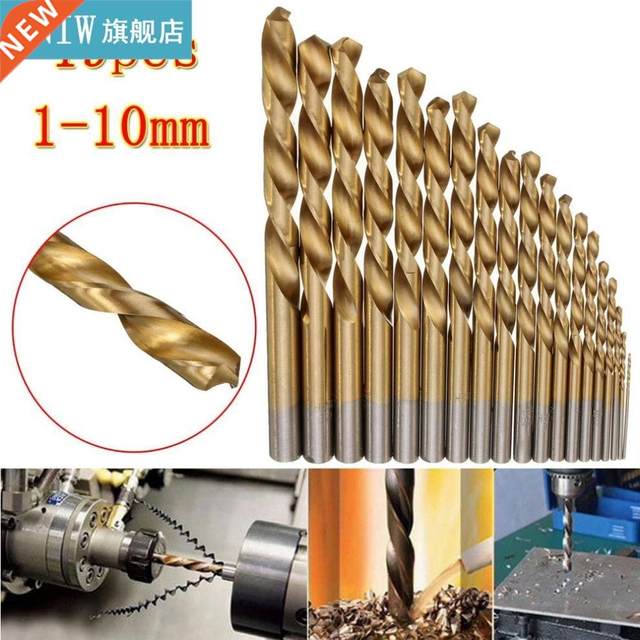 19pcs/lot Manual Twist Drill Bits Titanium Coated High Speed