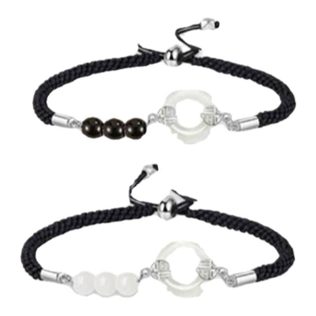 Tongxin Circle He Tianyu Ping An buckle couple bracelets a pair of men and women a pair of woven ...