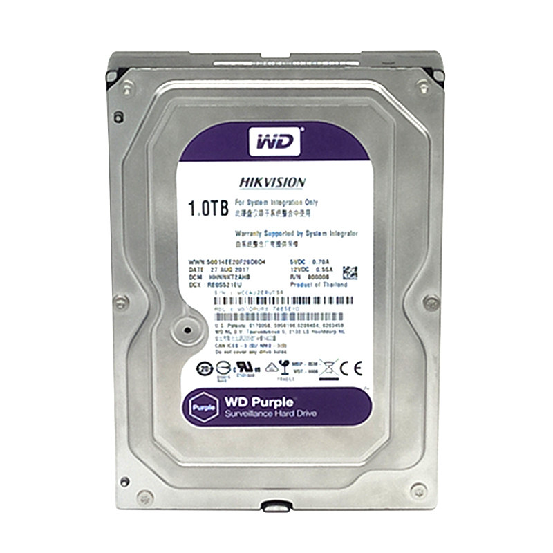 ฮาร์ดไดรฟ์สำหรับระบบเฝ้าระวัง Hikvision WD Purple ขนาด 1TB