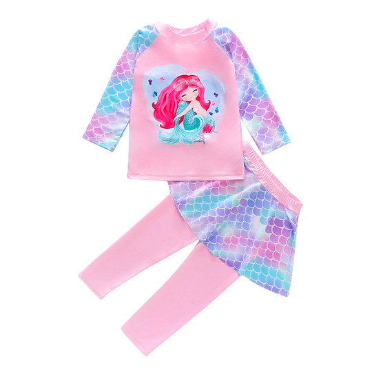 Children's Long-Sleeved Mermaid Swimsuit | Sunscreen Protection ...