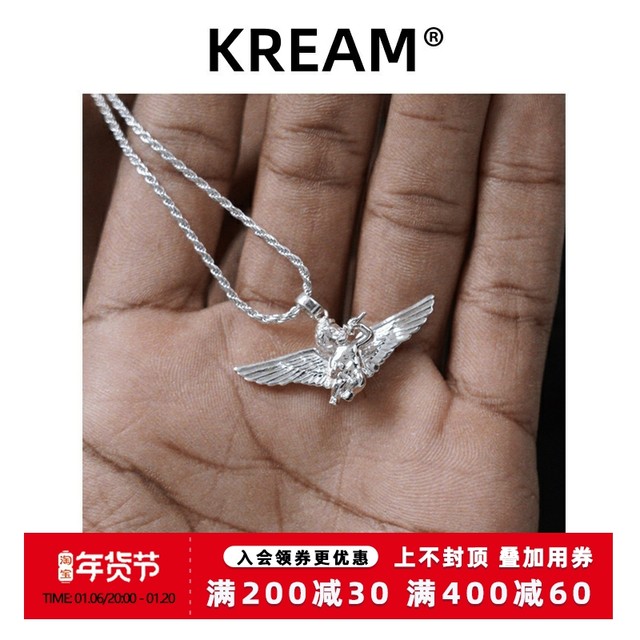 KREAM original S925 sterling silver angel necklace for men and women, hip-hop collarbone sweater ...