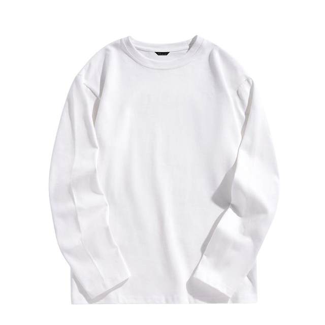 A02 Basic long -sleeved T -shirt new product loose casual pure cotton white round neck T -shirt ...