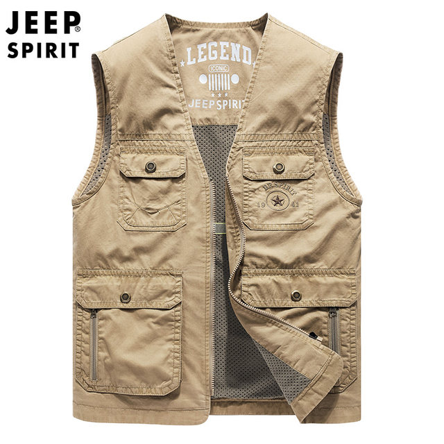Jeep spirit vest V -neck spring and autumn multiplayerless coatless ...
