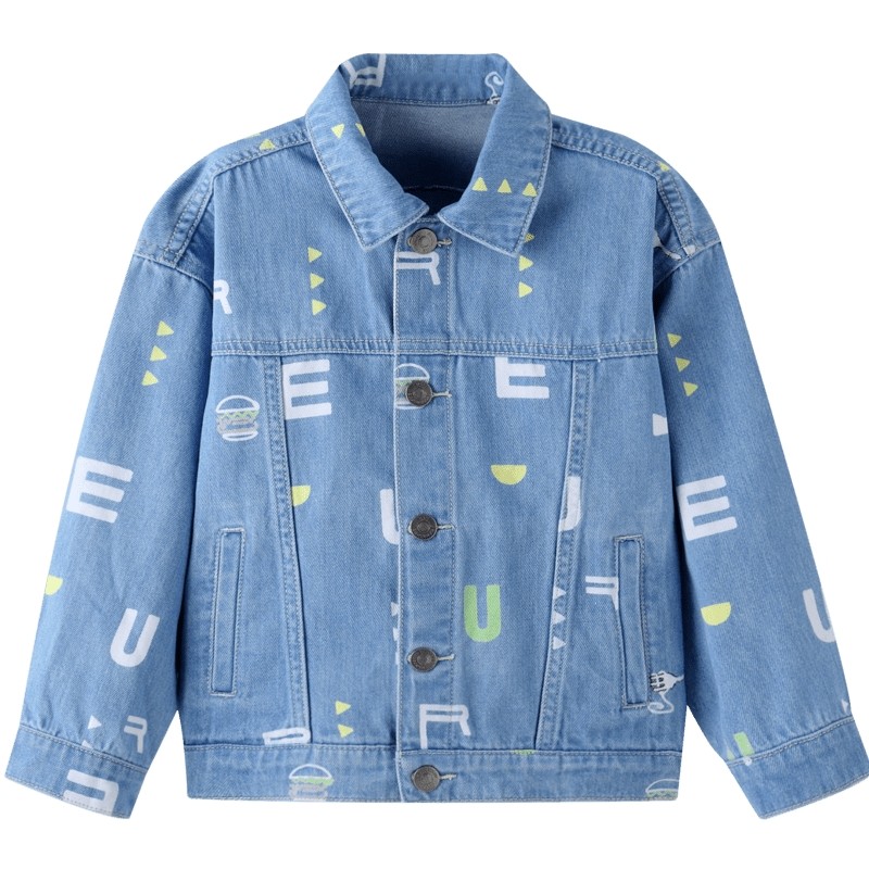 Annale Boys' Clothing - Letter Print Outer Wear Denim Jacket for Trendy ...