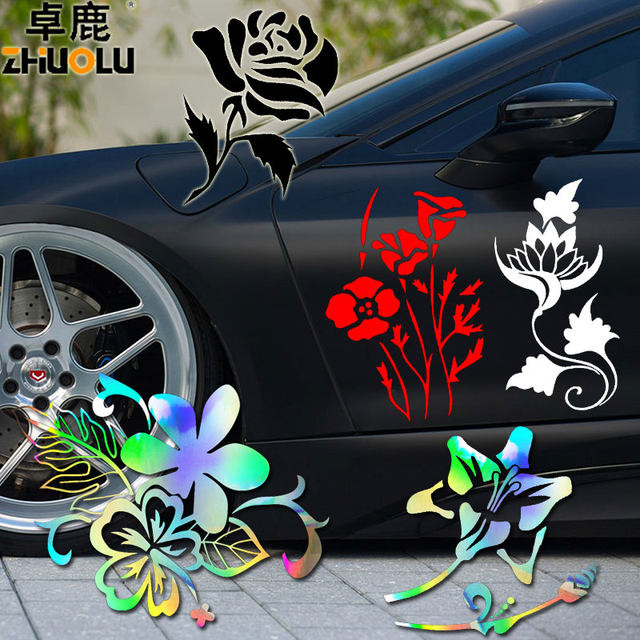 Zhuolu Rose Flower Vine Car Sticker Flower Wheel Eyebrow Sticker Cover ...
