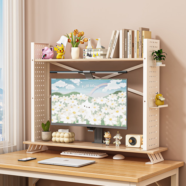 Bookshelf desktop storage rack home computer monitor support rack ...