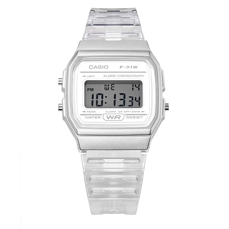 Casio F91 Retro Transparent Jelly Watch - Small Square Design for ...