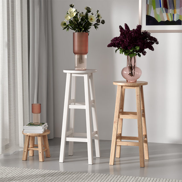 Lindwood white indoor flower stool solid wood reinforcement tall flower ...
