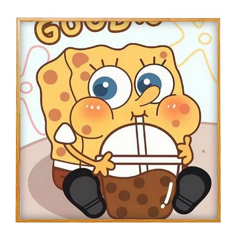 DIY Digital Oil Painting Spongebob Squarepants Cartoon Simple Children ...