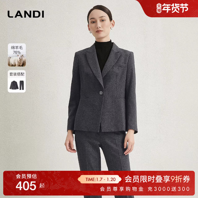 LANDI Blue Land Dark Gray Wool waist Turbal Tong Tong suit Jacket ...