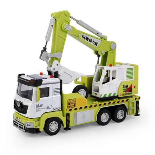 Alloy Engineering Vehicle Set - City Car Toy Inertia Pull Back Simulation Crane Excavator Heavy ...