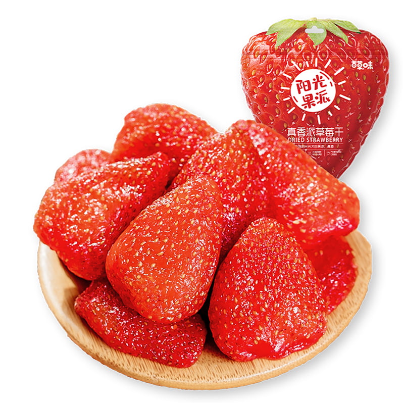 Be&cheery Baicaowei Dried Strawberries 300g (3 x 100g) - Sweet & Healthy Snack