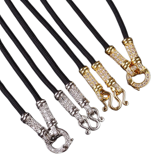 Thailand Original Amulet Rope Pendant Chain - Gold Plated, Gemstone Inlay