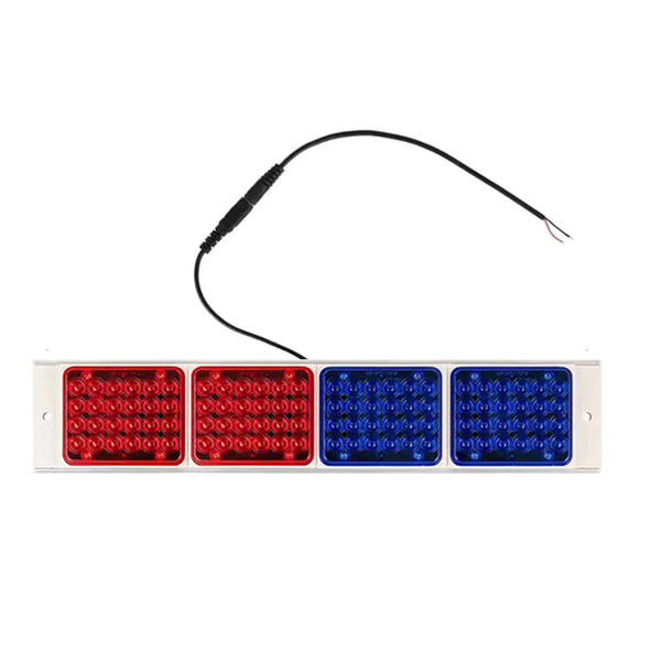 Long row of led red and blue flashing guard box roadblock warning ...