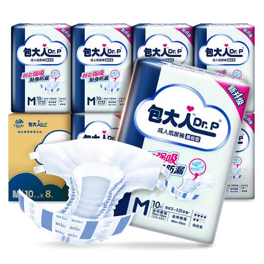 Adult Diapers for Men and Women - Basic Care Package, M Code 80 Pieces