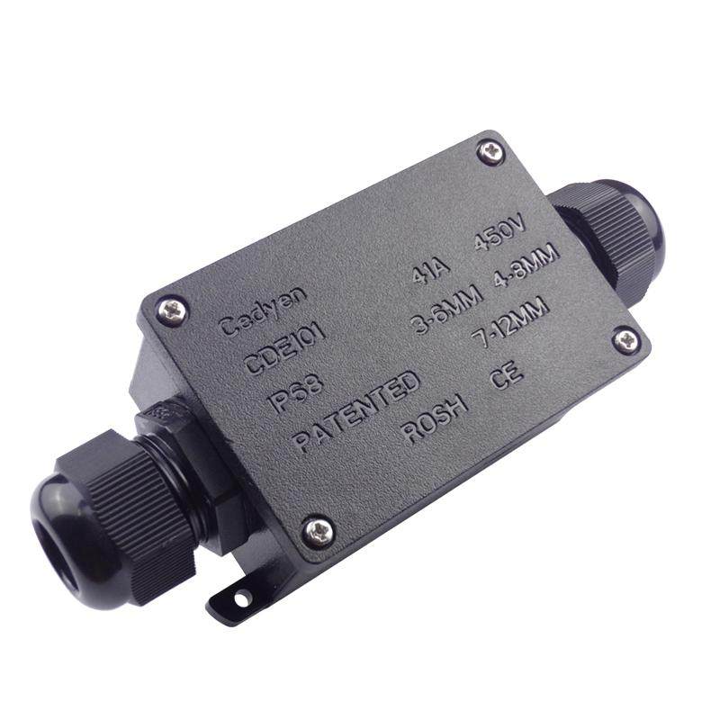 Waterproof Junction Box - Outdoor Sealed IP68 Black Box with Terminal Shell
