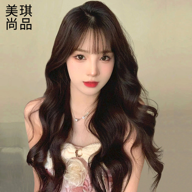 Wig female lace long curly hair big wave real hair silk natural full ...