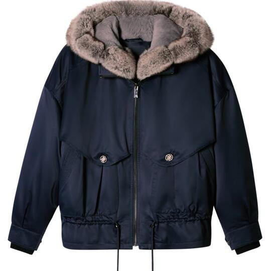 Psalter Winter 2023 Hooded Rabbit Fur Collar Jacket