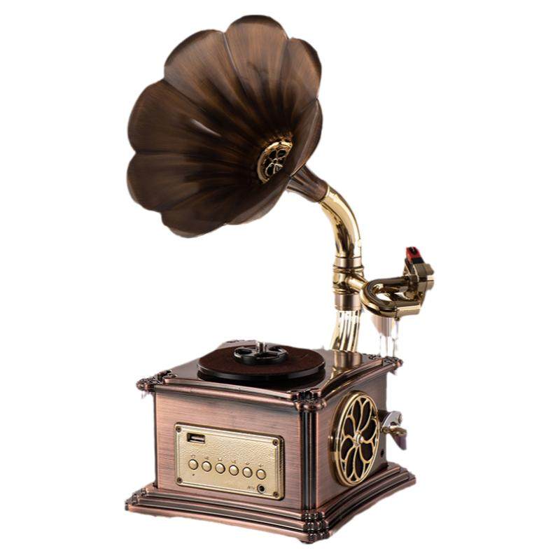 Retro Phonograph Vinyl Record Player with Bluetooth, Metal Design ...