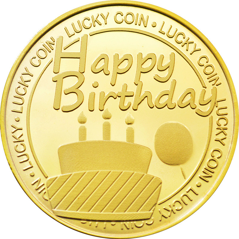 Birthday coin cake commemorative medal creative lucky coin gold coin ...