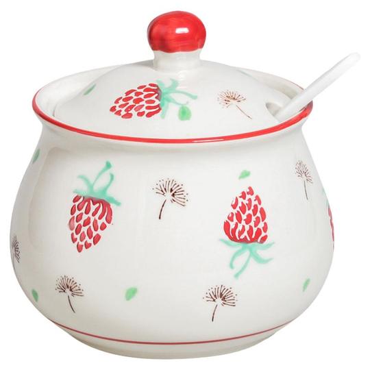 Strawberry Ceramic Seasoning Jar with Lid & Spoon