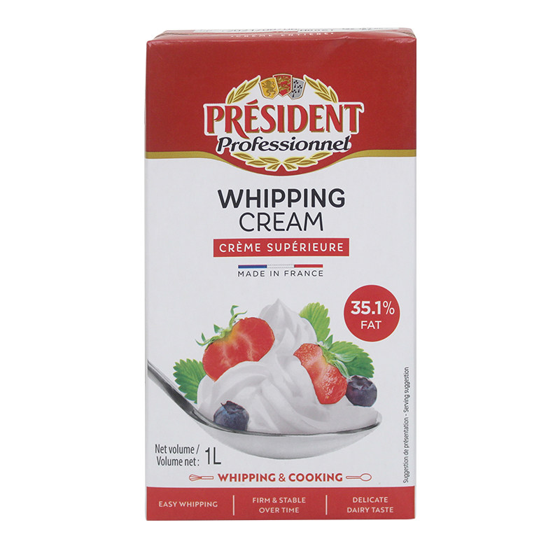 President Light Cream 1L - Französische Schlagsahne für Backen & Desserts