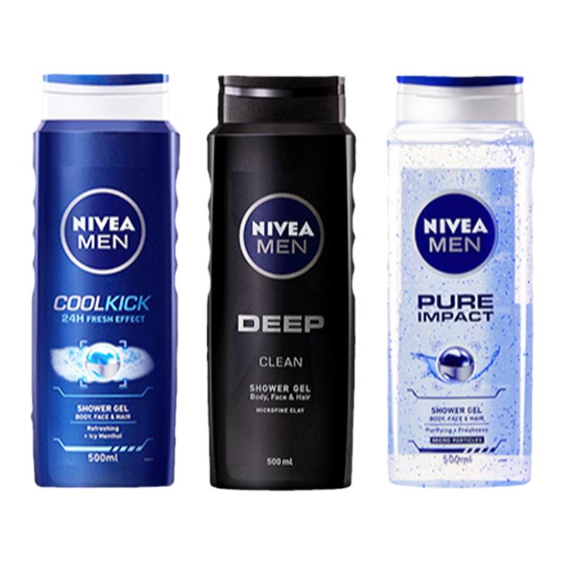 Gel douche nivea pour hommes | nettoyant exfoliant rafraîchissant | gel lavant et bain glacé