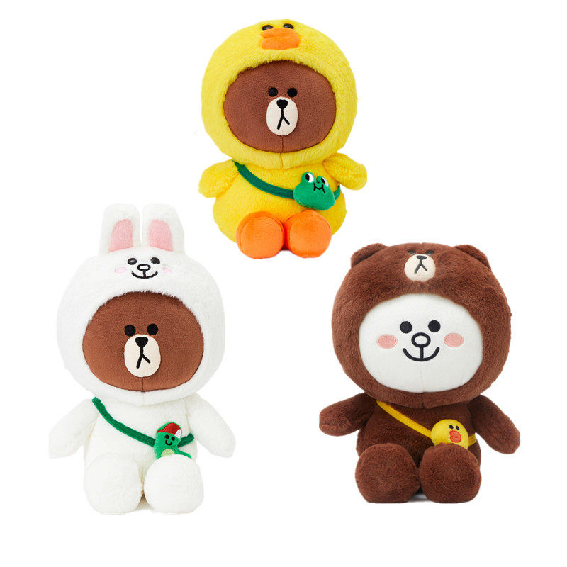 Korean line friends brunbjørn connie rabbit plysjlekedukke