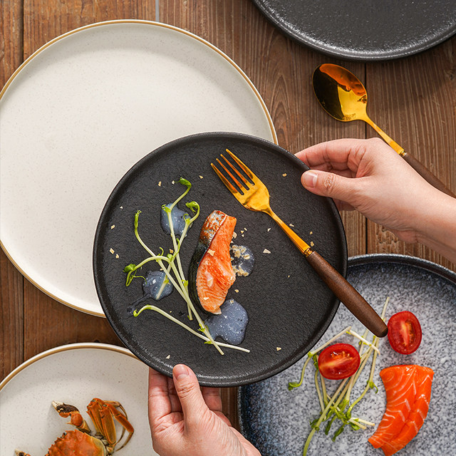 Japanese -style ceramic bull disk Western dining disc retro home ...