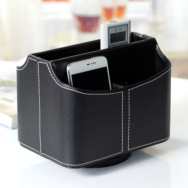 High -grade leather desktop remote control box storage box creative ...